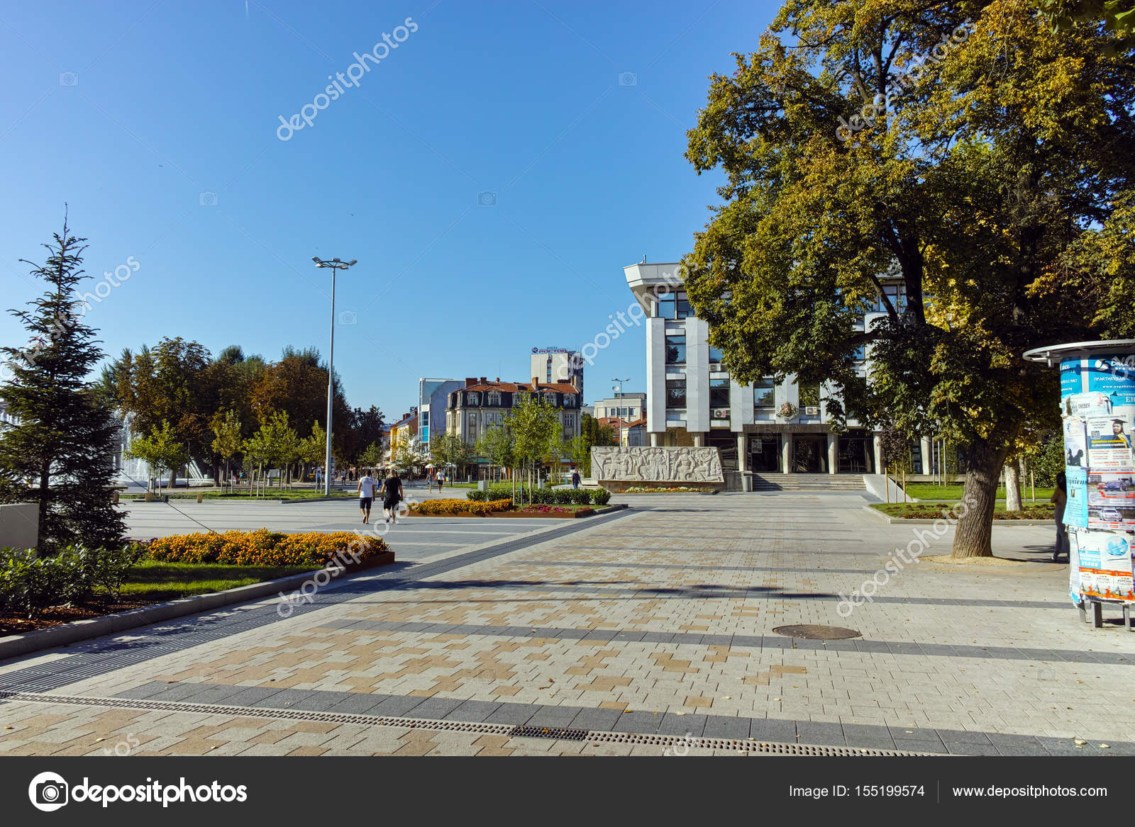PLEVEN, BULGARIA - 20 SEPTEMBER 2015: Central street in city of Pleven ...