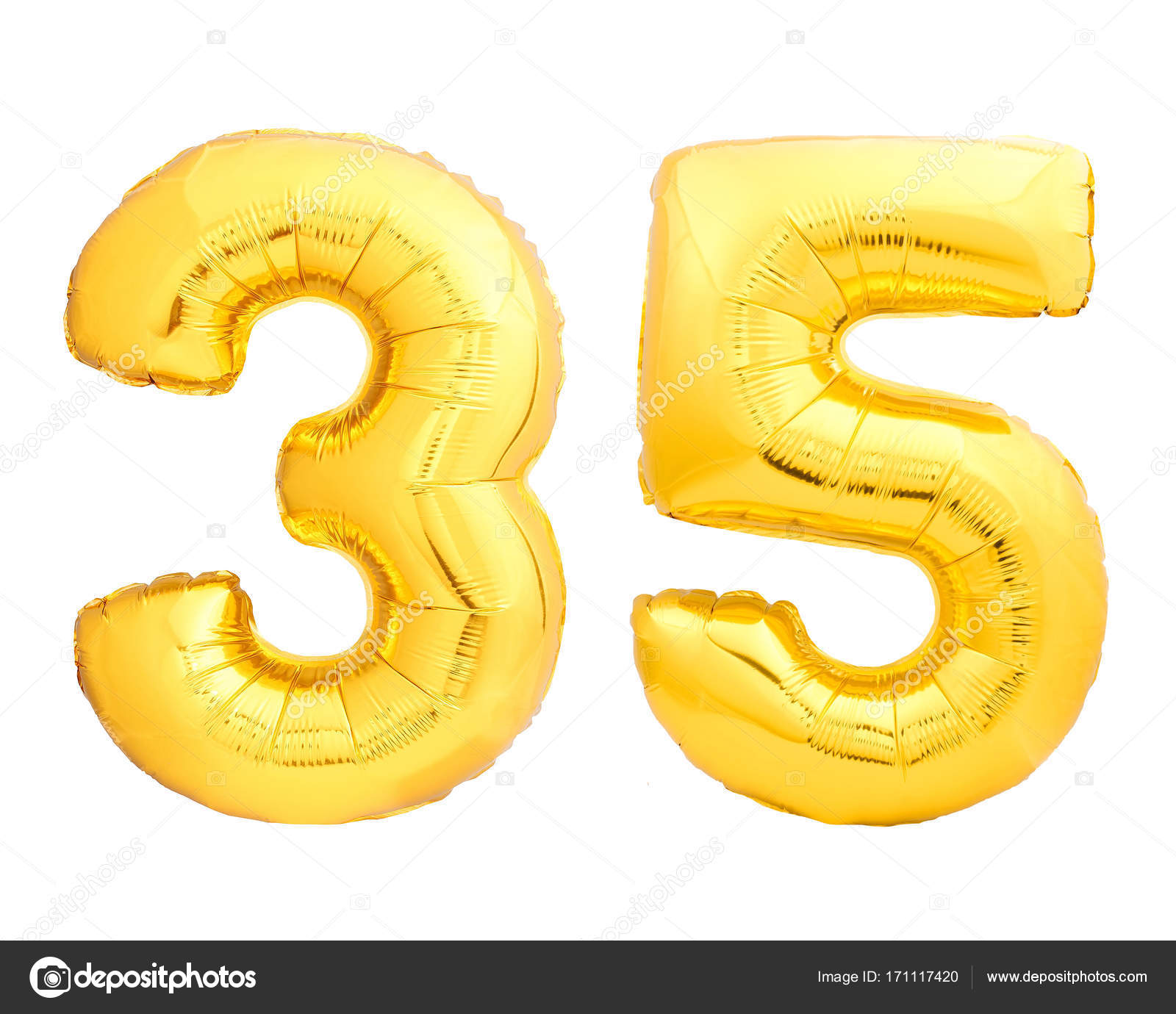 Goldene Zahl 35 der aufblasbaren Luftballons - Stockfotografie ...