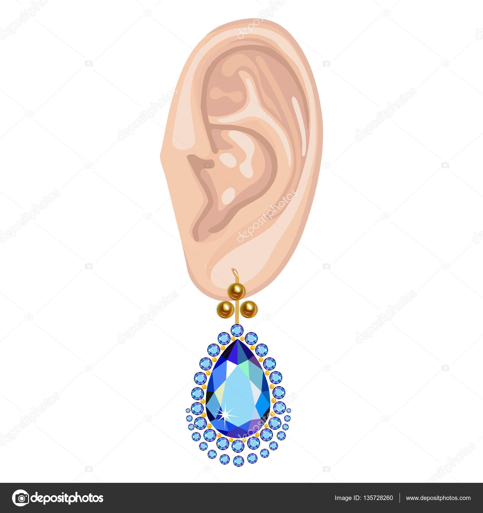 Human ear & hanging earring Stock Vector Image by ©arlatis #135728260