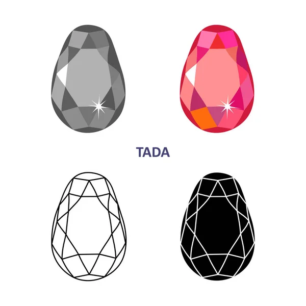Low poly colored & black outline template oval gem cut Stock Vector ...