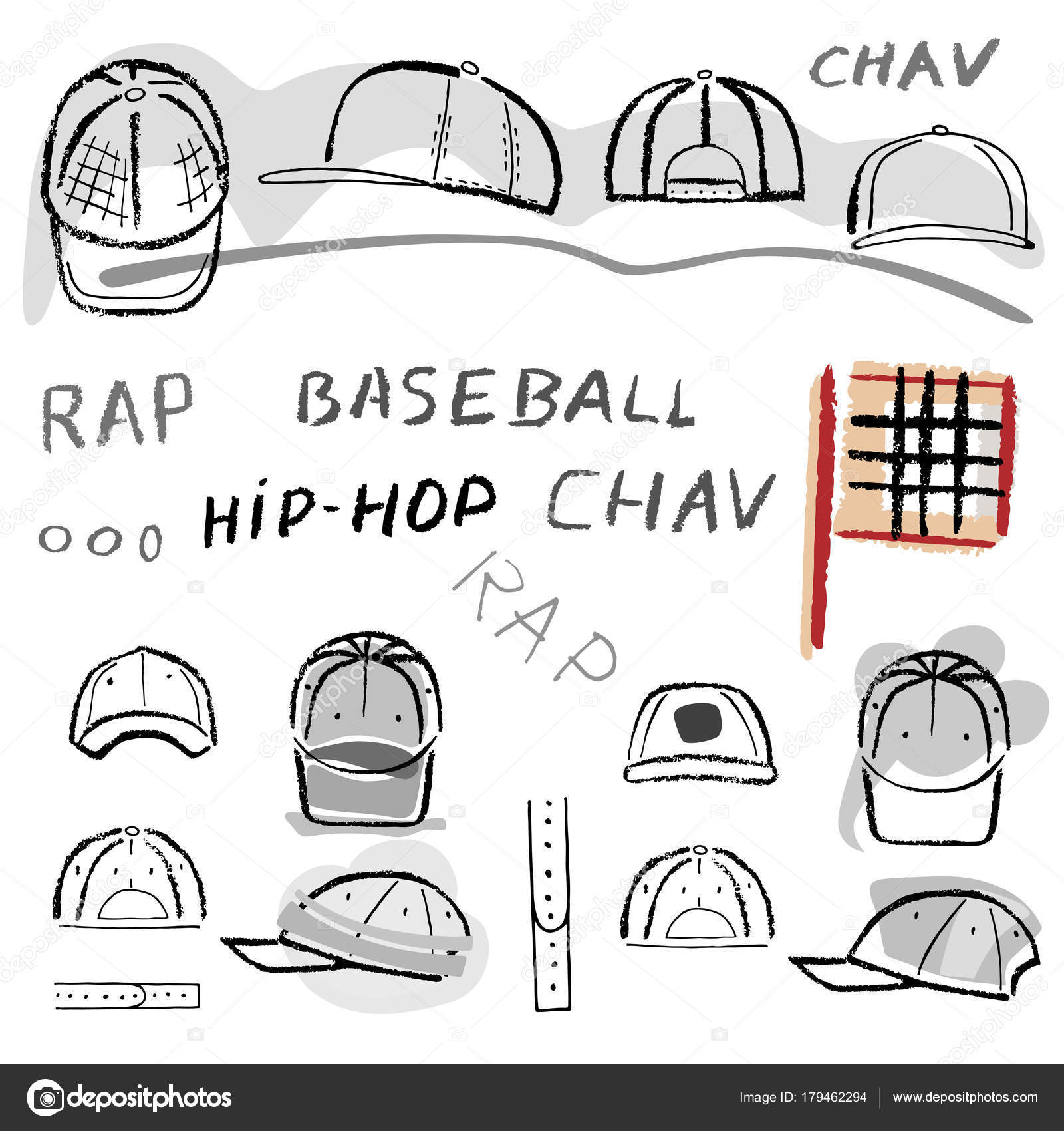 Baseball, tennis, rap cap chav set Stock Vector Image by ©arlatis ...