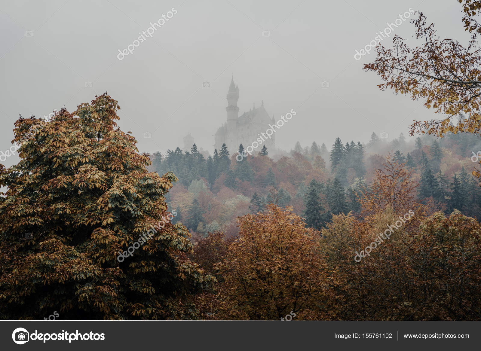 Fussen, Bavaria, Germany. Autumn view of Neuschwanstein Castle — Stock ...