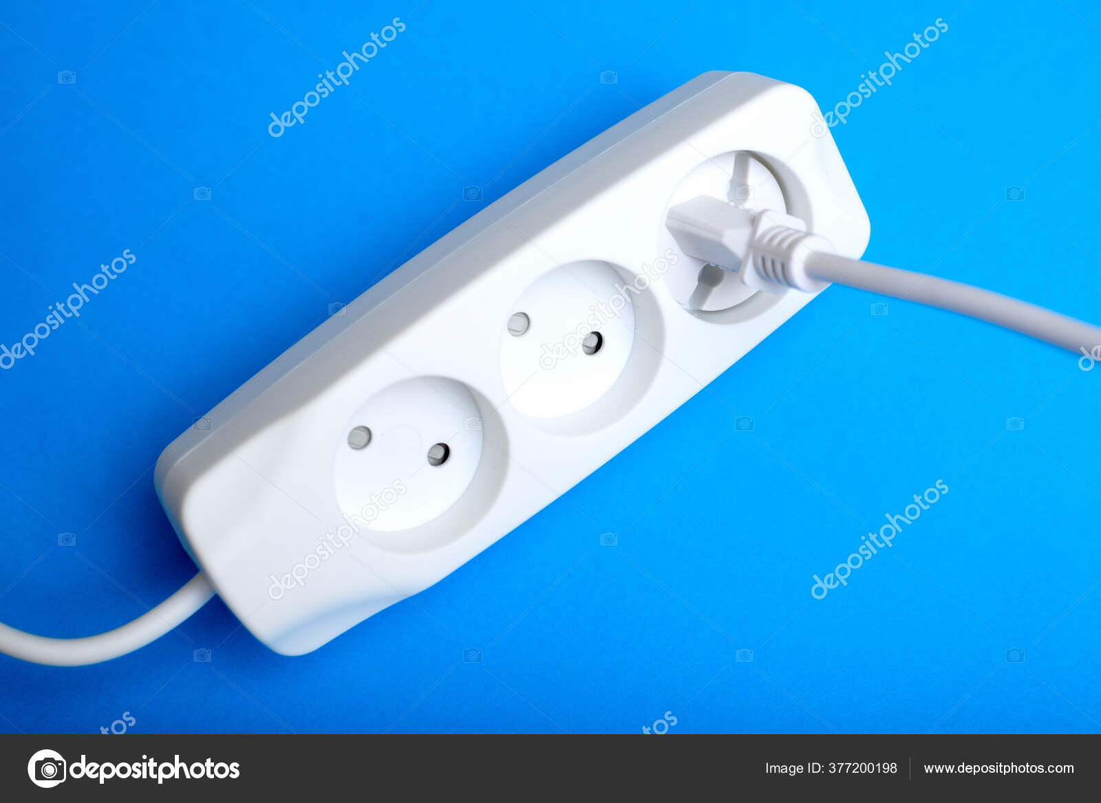 Electrical Extension Cord Plug Socket Blue Background Concept Work ...