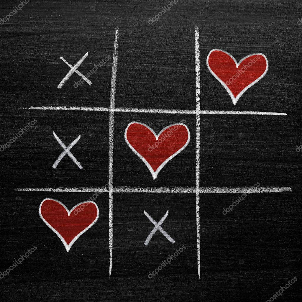 Tic tac toe juego con corazones de tiza, medias XO y cruza el estilo de ...