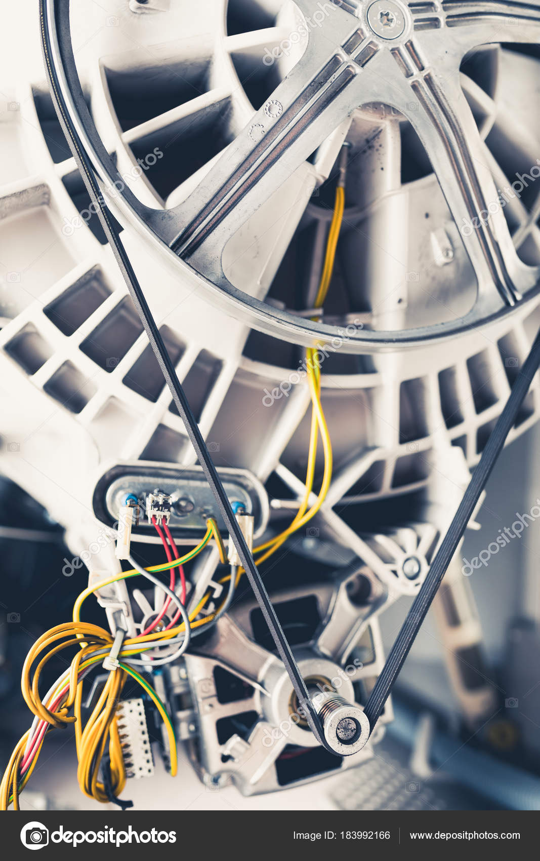 Engine of washing machine with belt roller Stock Photo by ©nikkytok ...