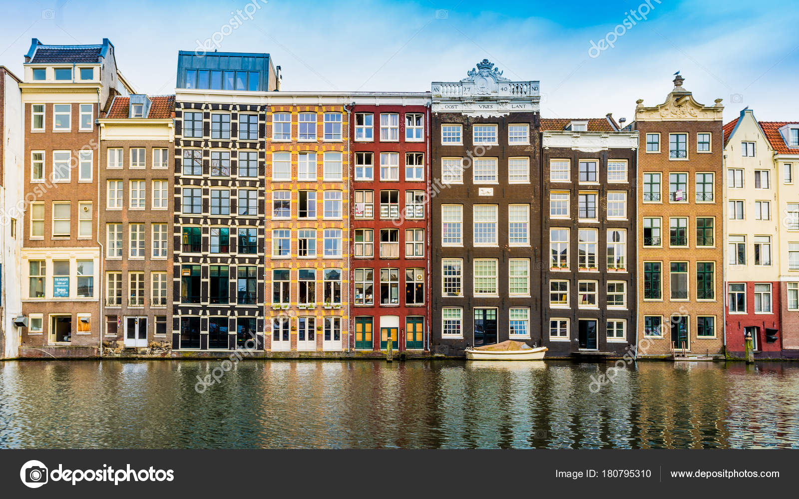 Canal houses of Amsterdam, Netherlands. Traditional old building Stock Photo by ©ewastudio 180795310