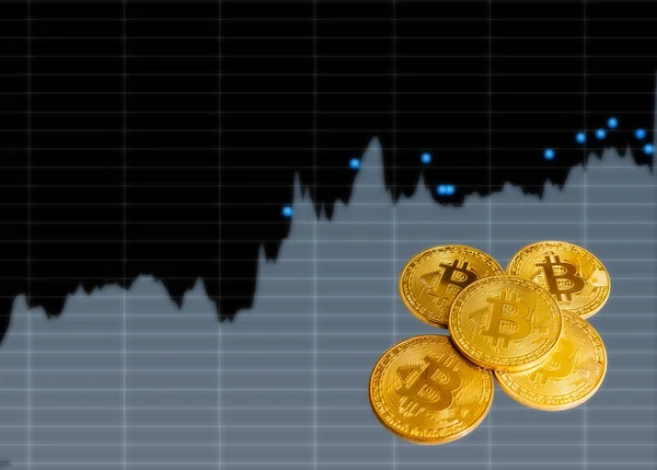 Chart with golden bitcoin – Stock Editorial Photo © ewastudio #183522882