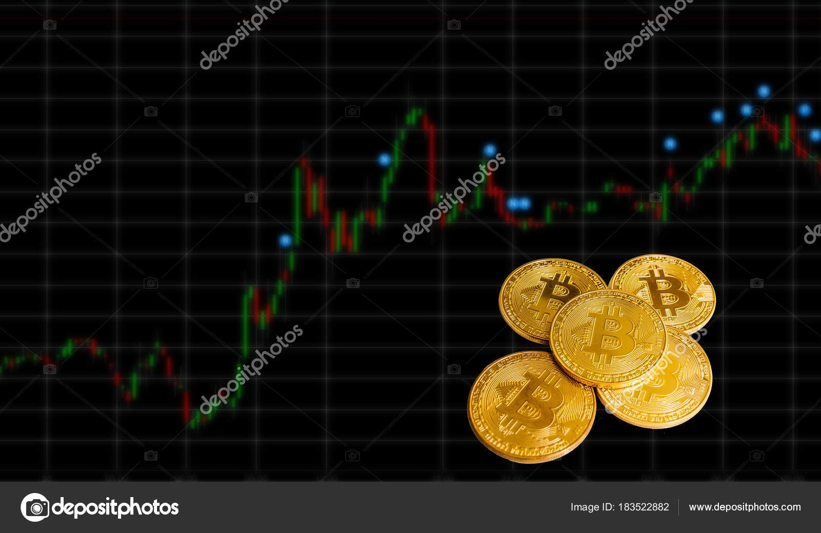 Chart with golden bitcoin – Stock Editorial Photo © ewastudio #183522882