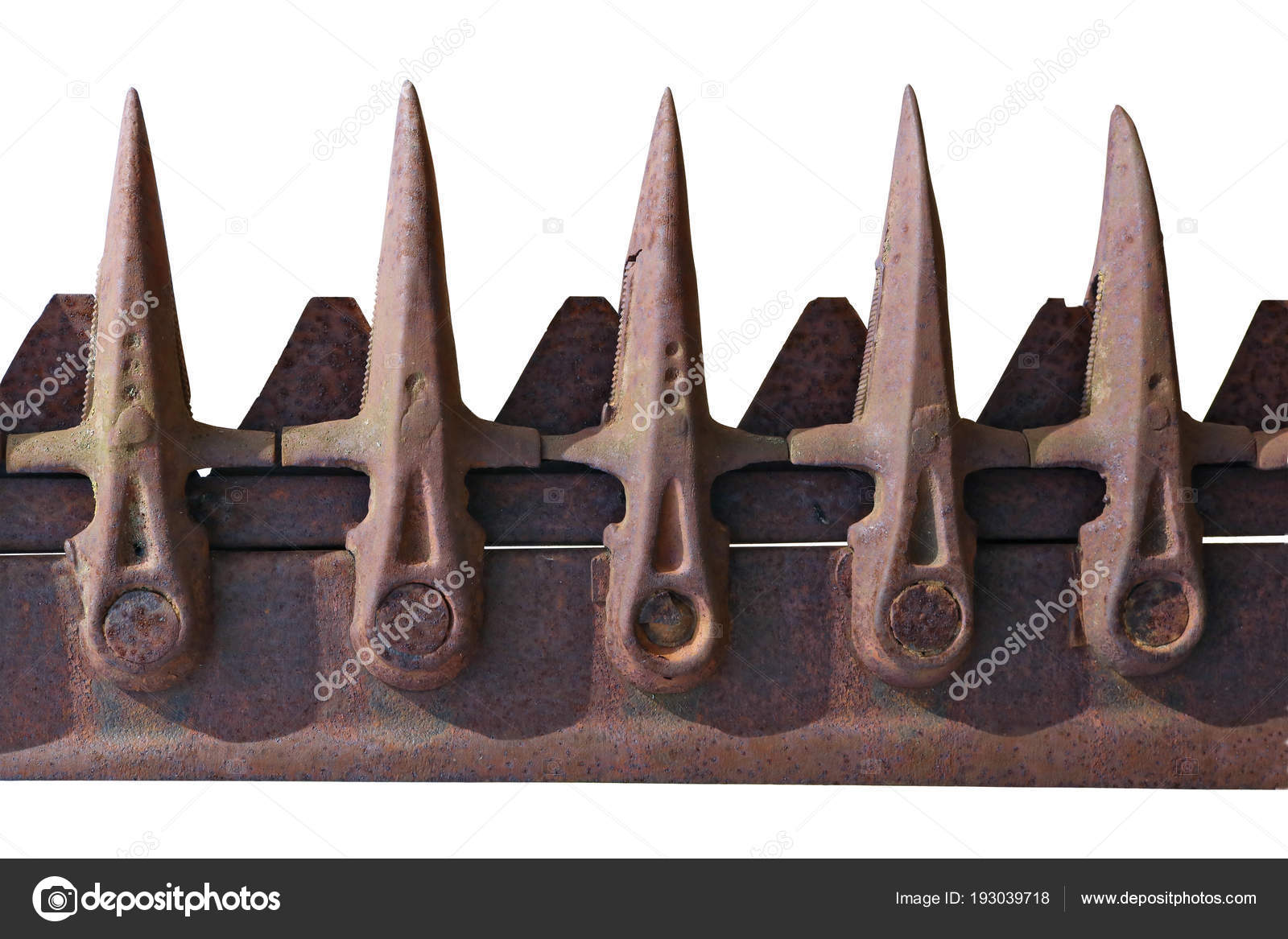 Dangerous sharp teeth of an old rusty agrotechnical mower Stock Photo ...