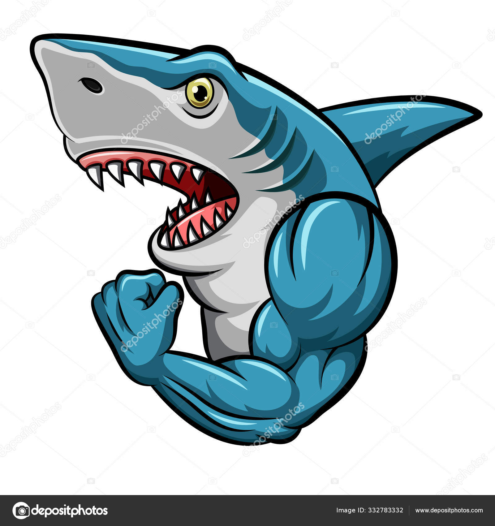 Cartoon Strong Shark Mascot Design Stock Vector by ©dagadu 332783332
