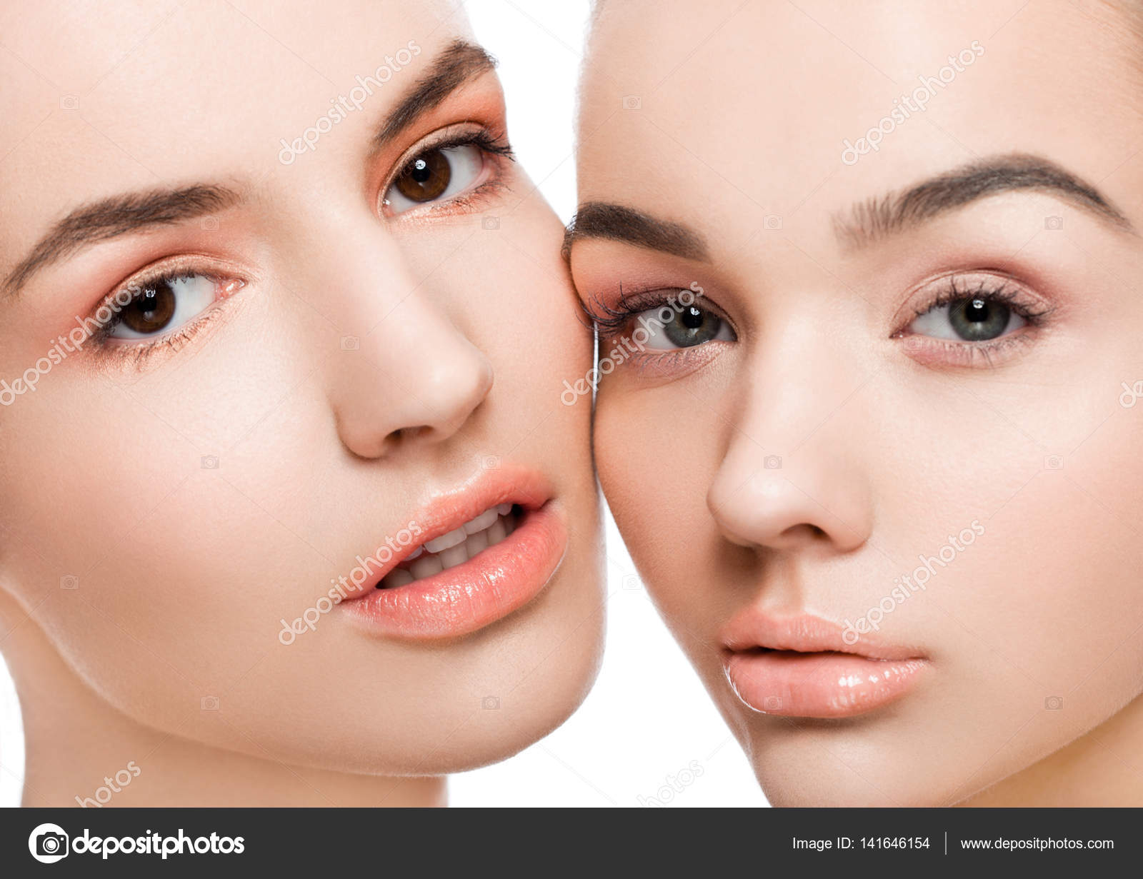 Two beautiful models with natural beauty makeup Stock Photo by ...