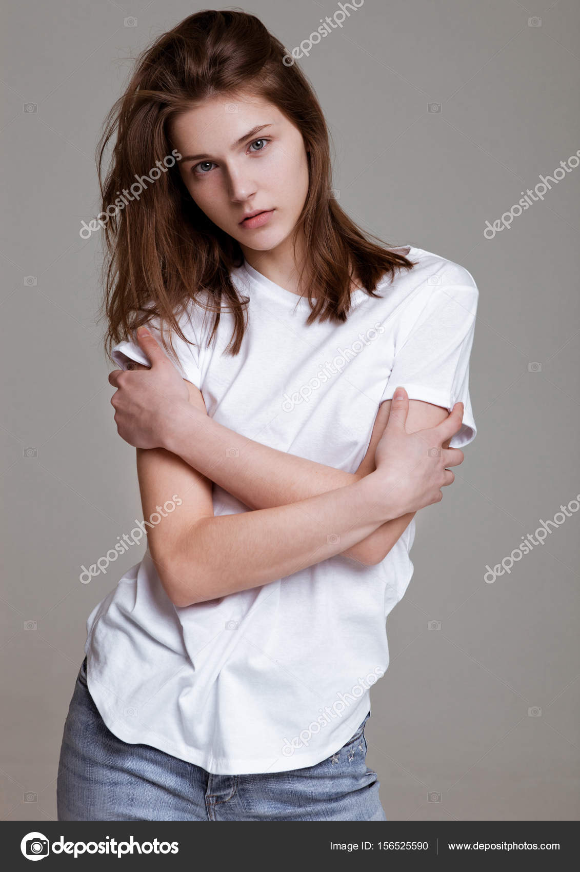 Model test with beautiful fashion model posing Stock Photo by ...