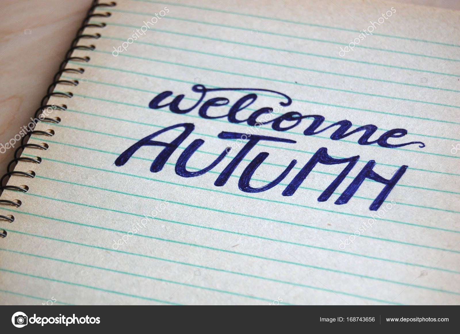 Welcome Autumn, written on old spiral notebook — Stock Photo © re_bekka ...