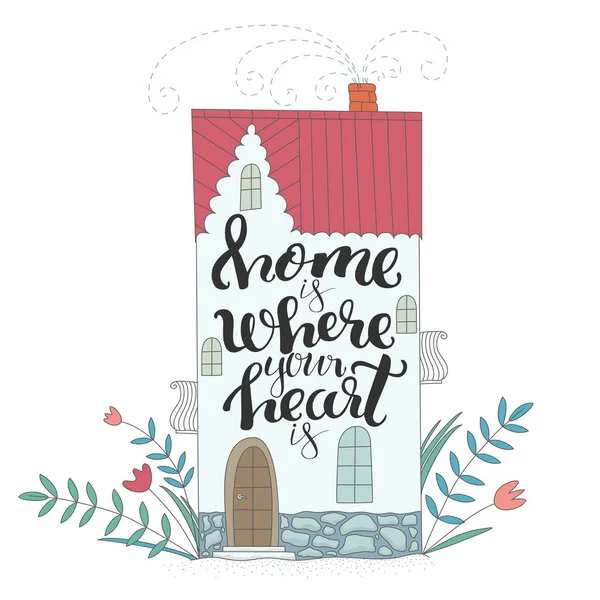 Cute house and modern lettering Stock Vector Image by ©Ola-Ola #152220344