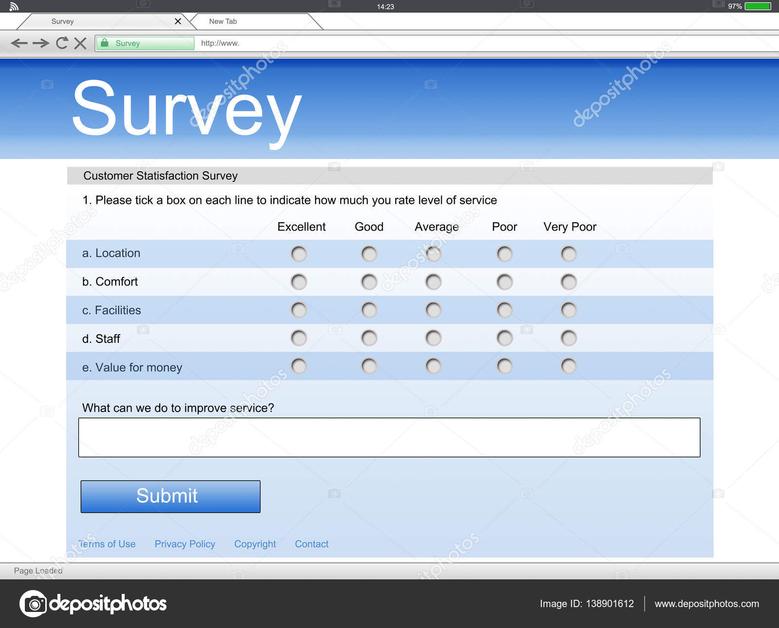 Tablet With Survey Form — Stock Photo © AndreyPopov #138901612