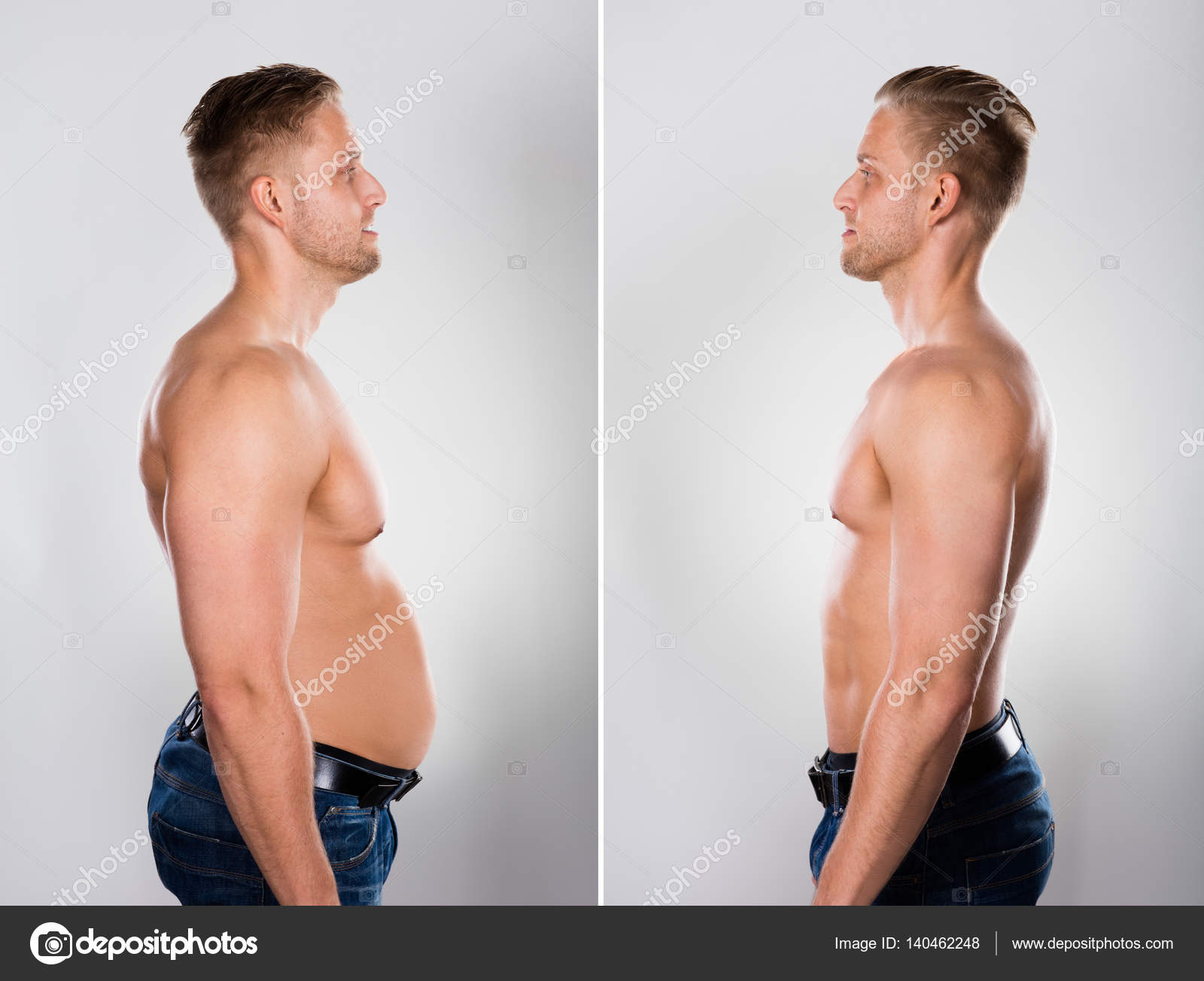 Man Before And After Loosing weight — Stock Photo © AndreyPopov #140462248
