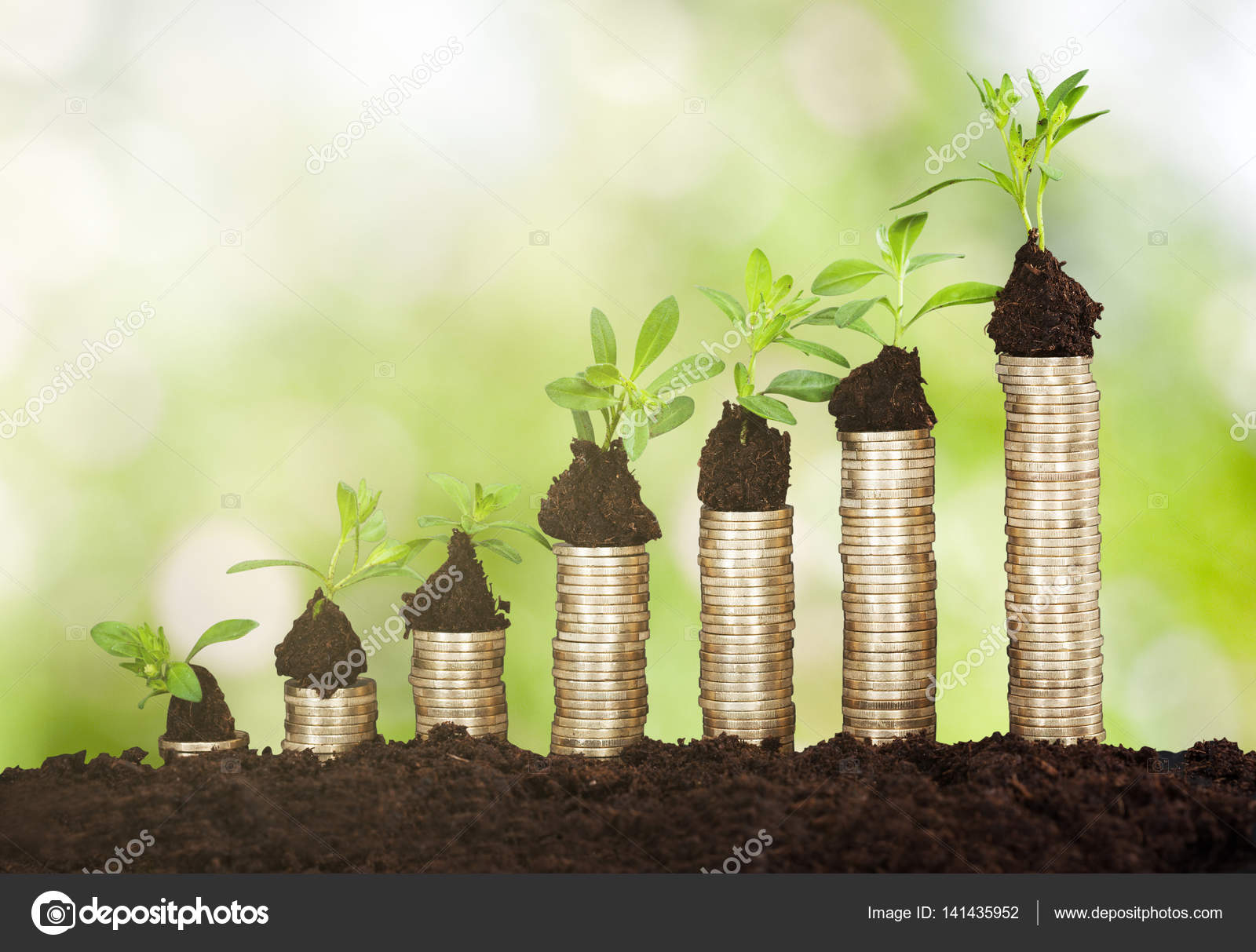Plants Growing On Stacked Coins Stock Photo by ©AndreyPopov 141435952