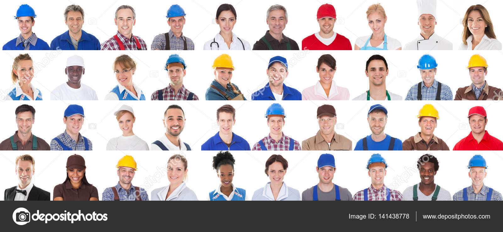 Group Professional Workers Row White Background Doctors Nurses ...