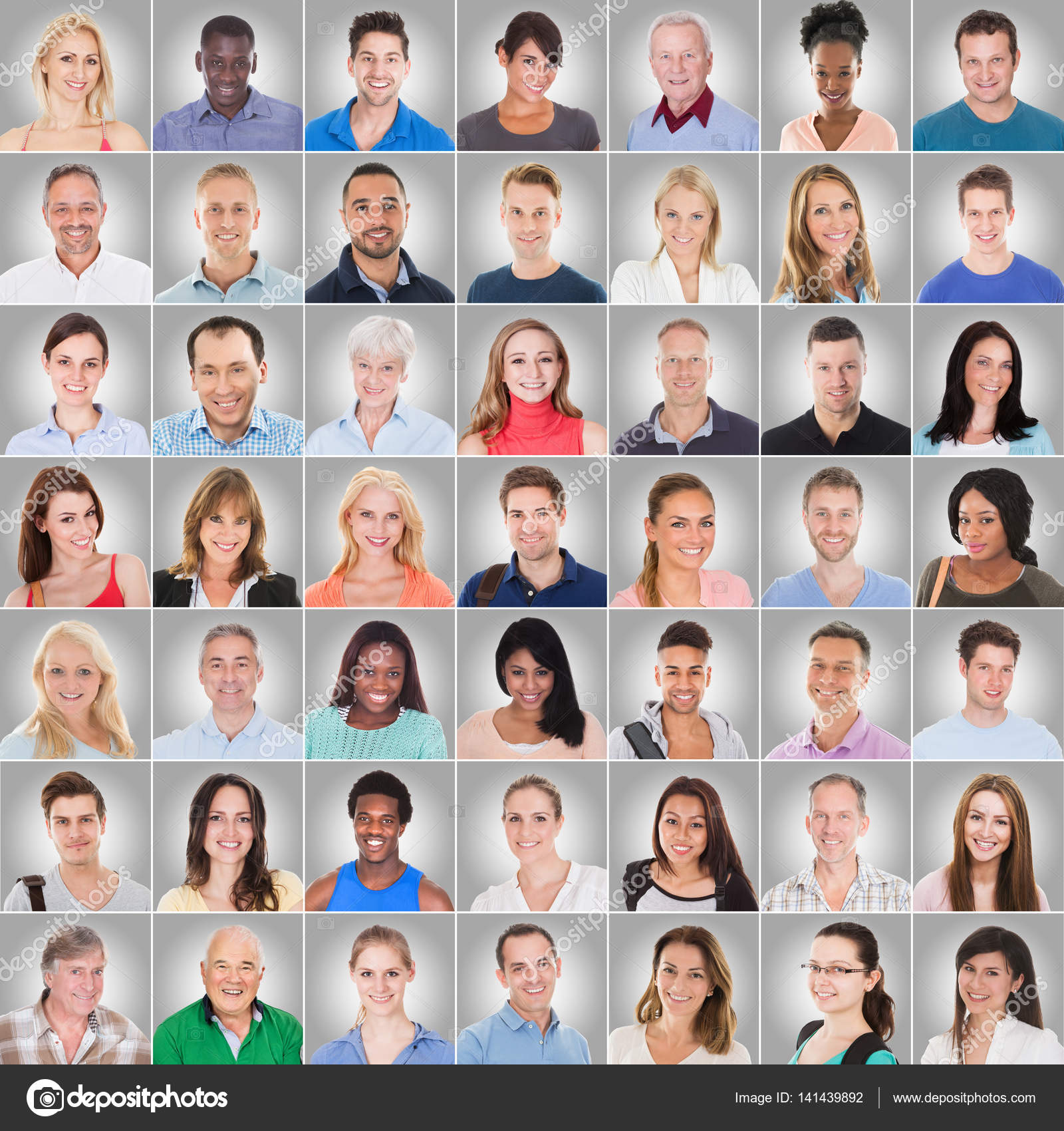 Collage Casual People Gray Background Different Multi Ethnicity — Stock ...