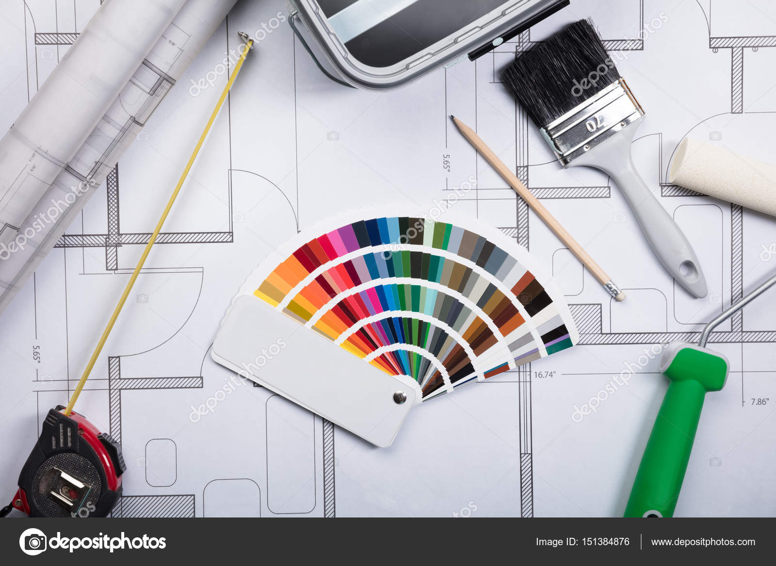 Color Guide Swatch On Blueprints Stock Photo by ©AndreyPopov 151384876
