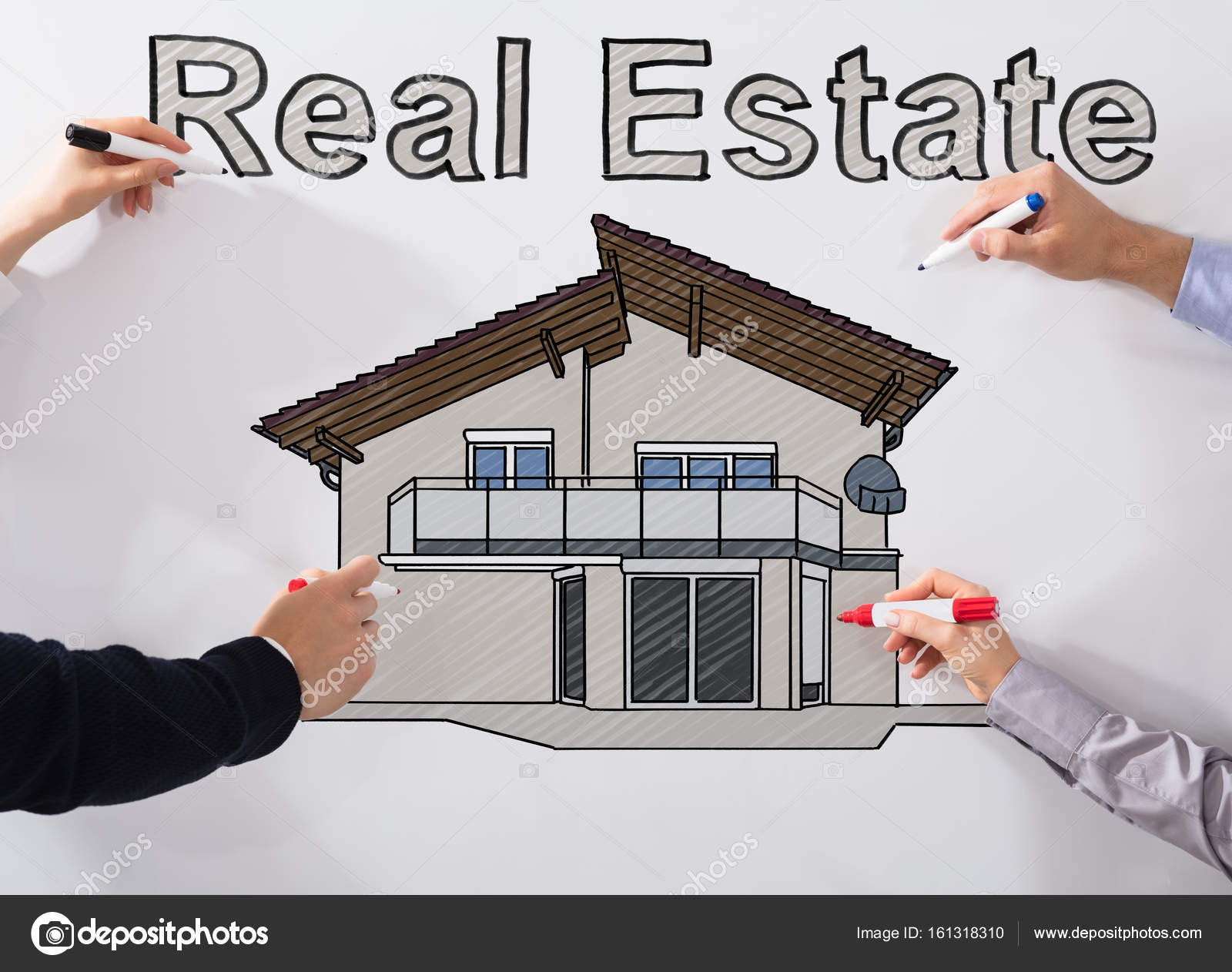 Hands Drawing Real Estate — Stock Photo © AndreyPopov #161318310