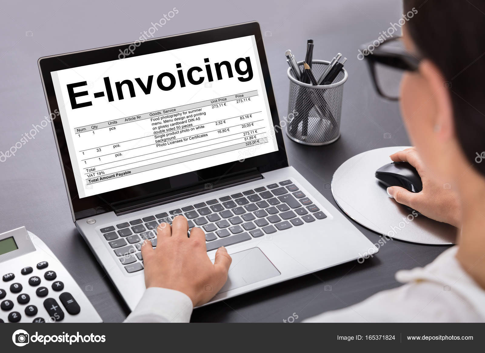 Businesswoman Preparing E-Invoicing Bill Stock Photo by ©AndreyPopov ...