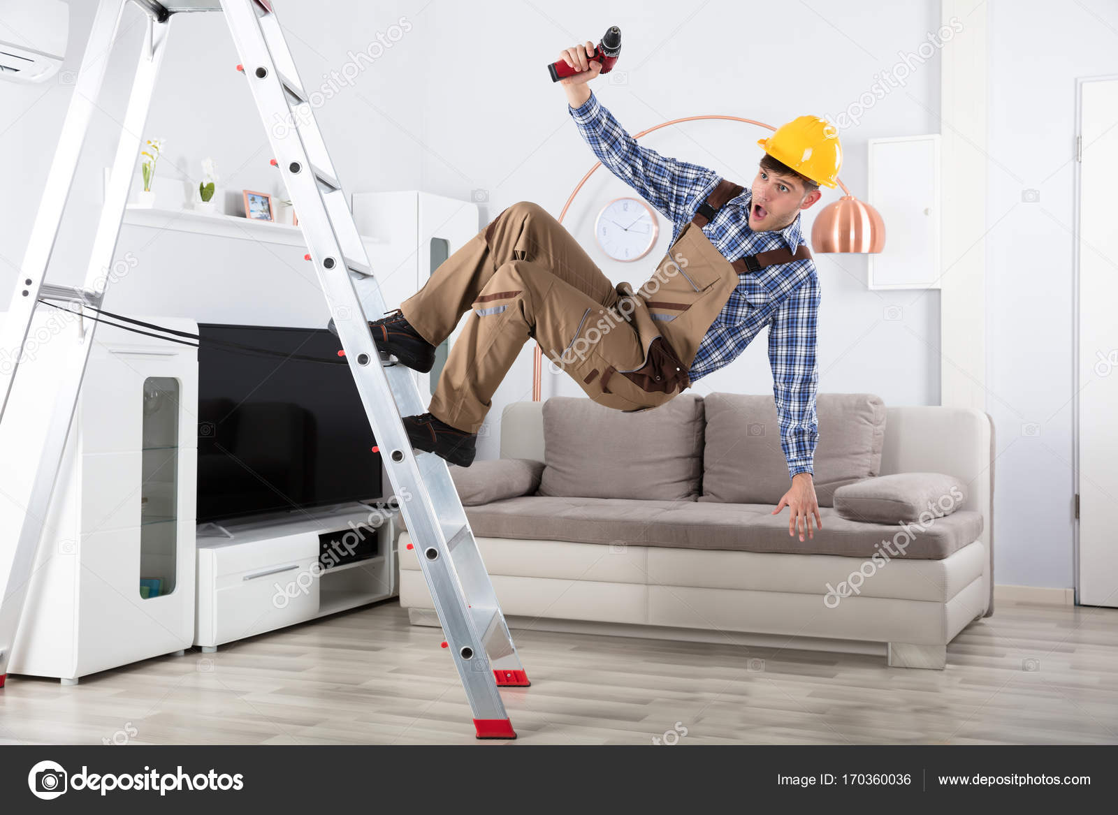 Carpenter Falling From Step Ladder Stock Photo by ©AndreyPopov 170360036