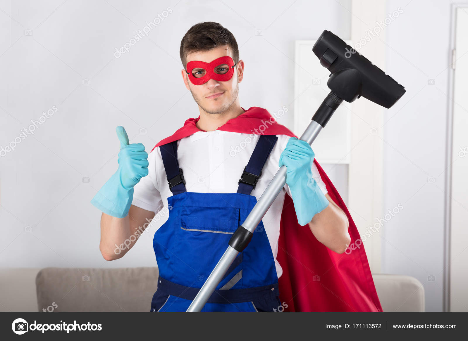 Superhero Janitor With Vacuum Cleaner Stock Photo by ©AndreyPopov 171113572