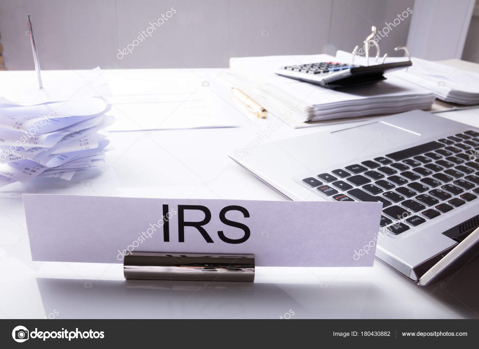 Close Irs Nameplate Desk Laptop Documents — Stock Photo © AndreyPopov ...
