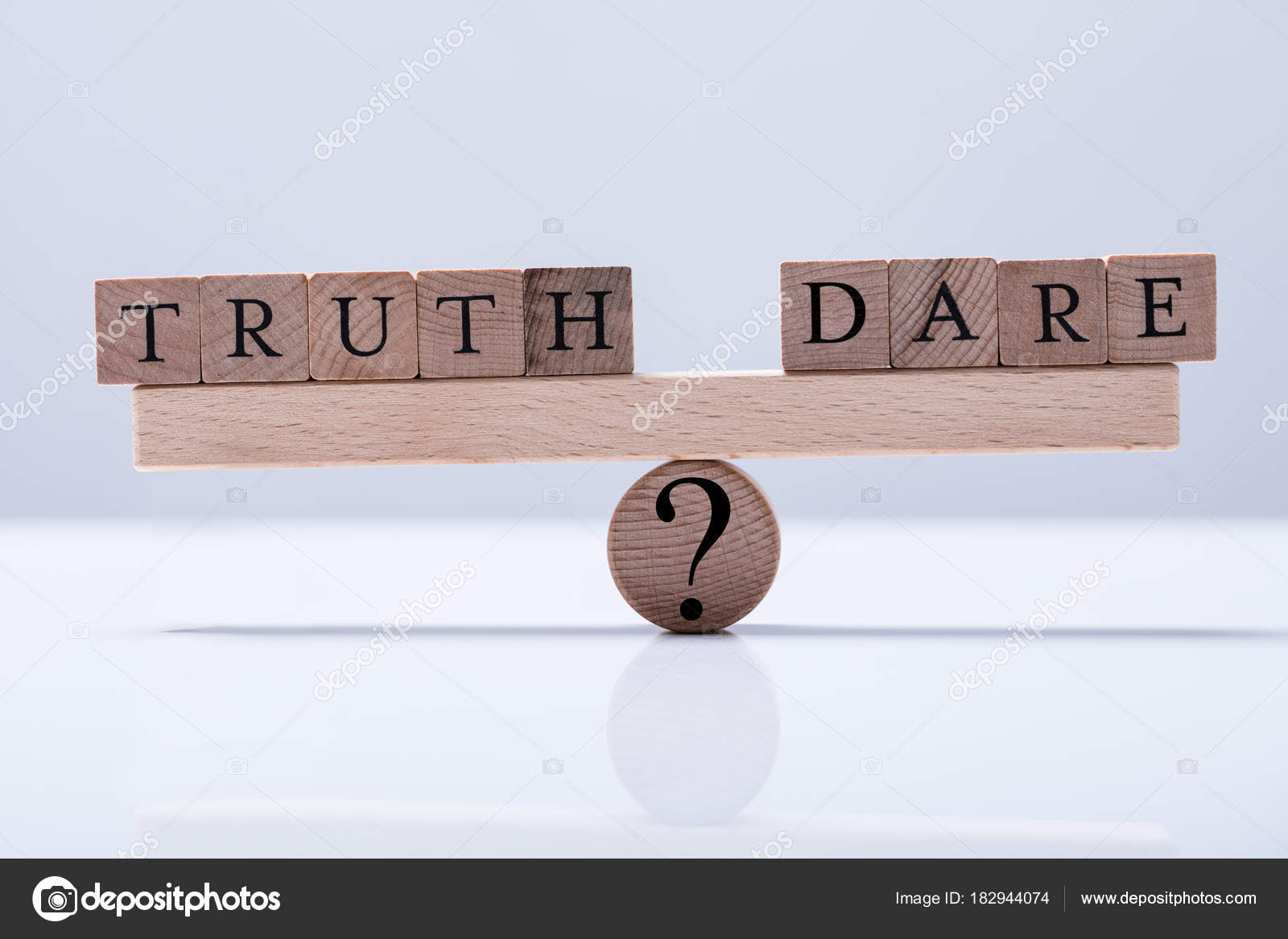Truth Dare Arranged Blocks Balanced Wooden Seesaw Question Mark Stock ...