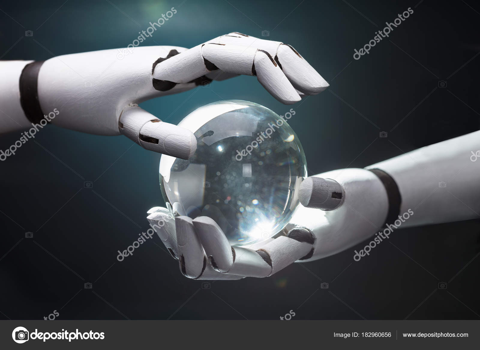 Close Robot Hand Predicting Future Crystal Ball — Stock Photo ...