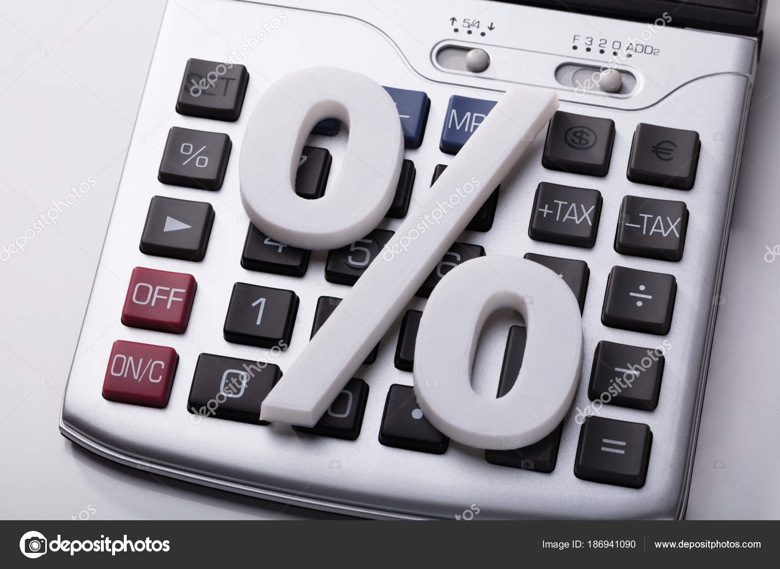 High Angle View White Percentage Sign Calculator ⬇ Stock Photo, Image ...