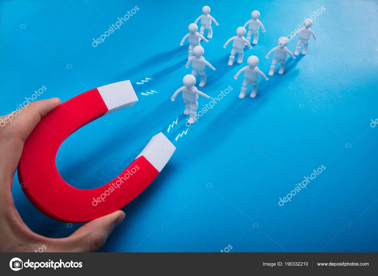 Close Person's Hand Pulling Human Figures Horseshoe Magnet Blue ...