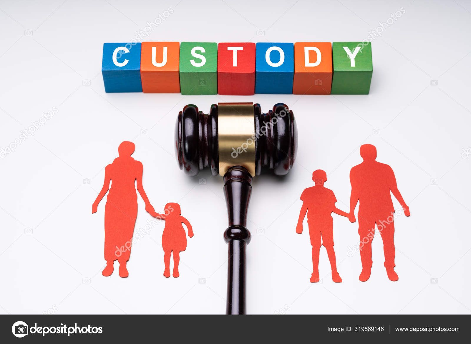 Colorful Blocks Custody Text Separated Family Figure Paper Cutout Judge ...