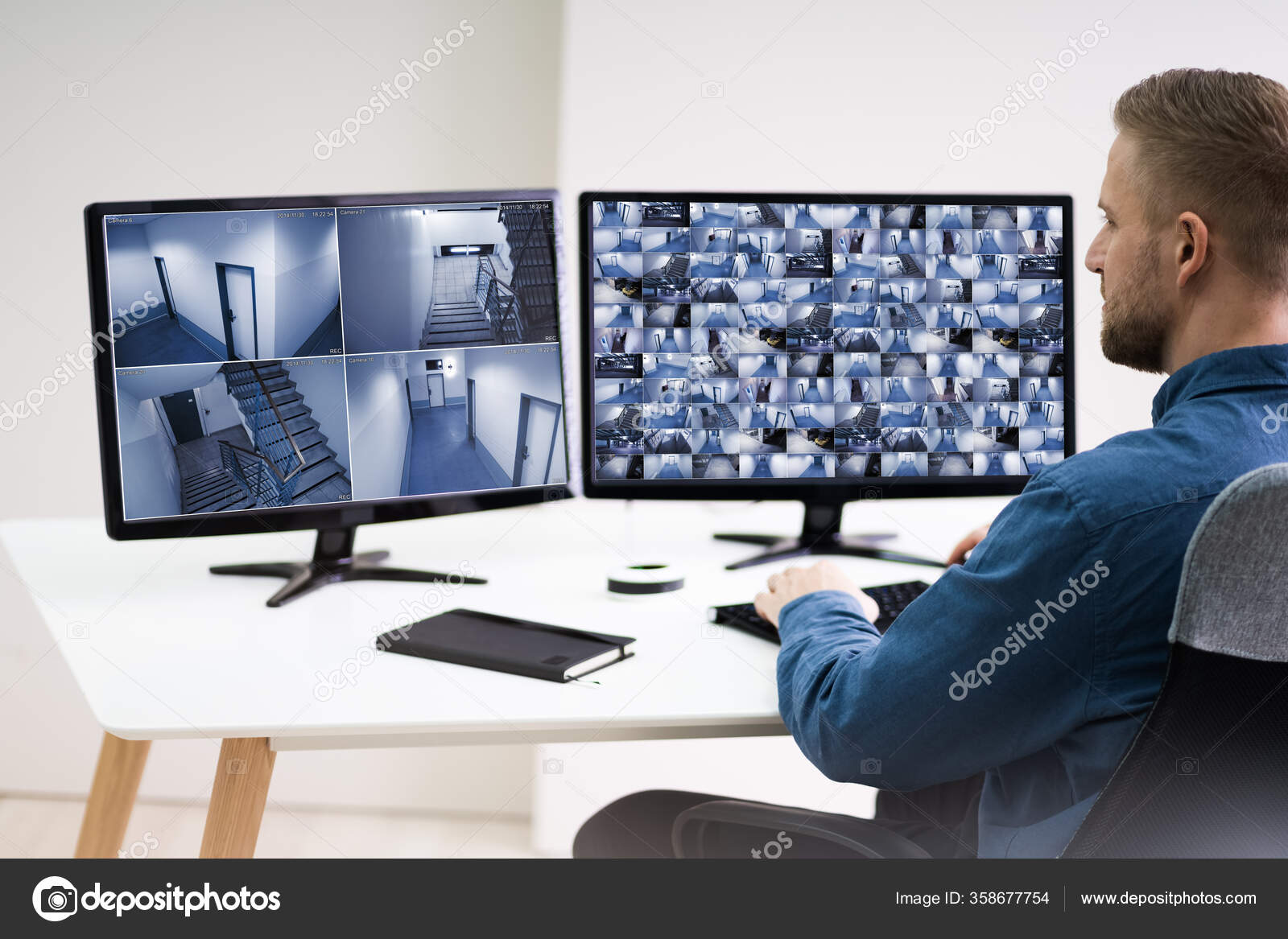 Man Control Room Monitoring Cctv Footage — Stock Photo © AndreyPopov ...