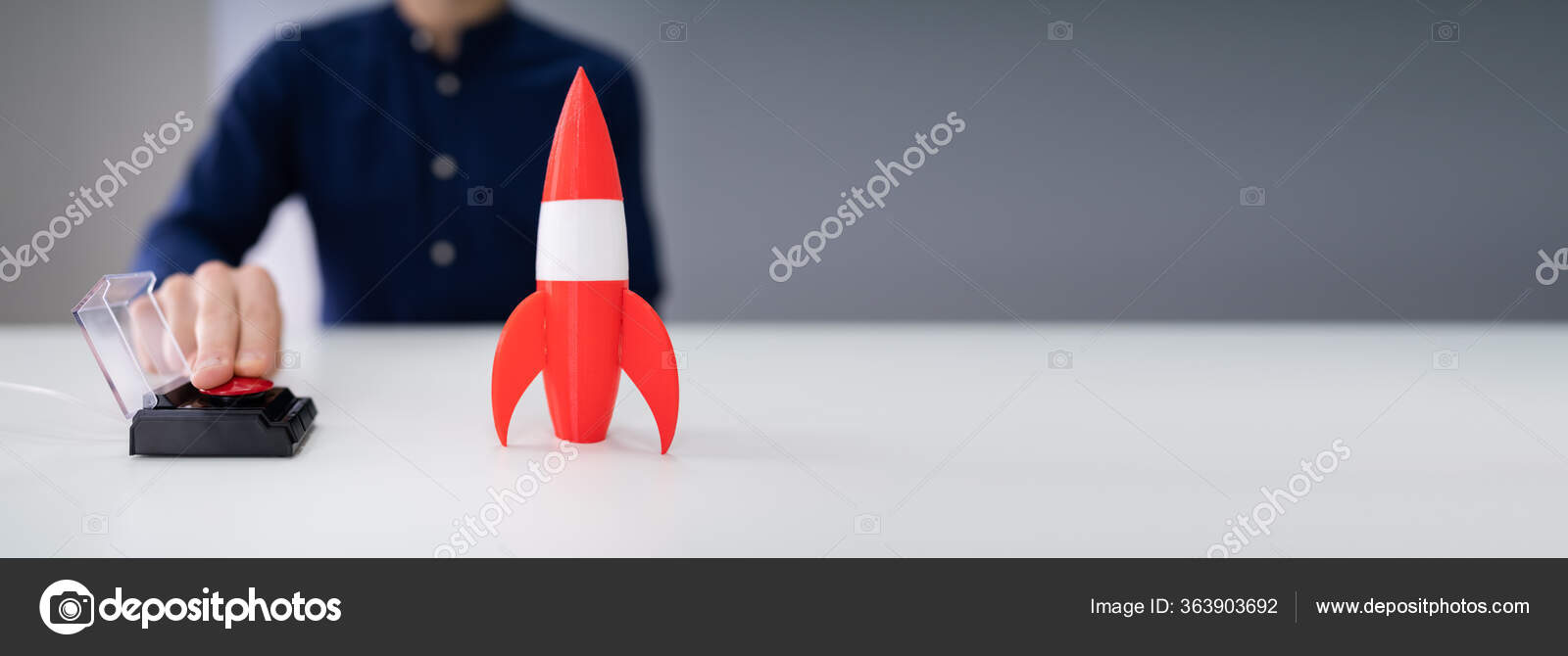 Red Rocket Start Launch Button Career Business — Stock Photo ...