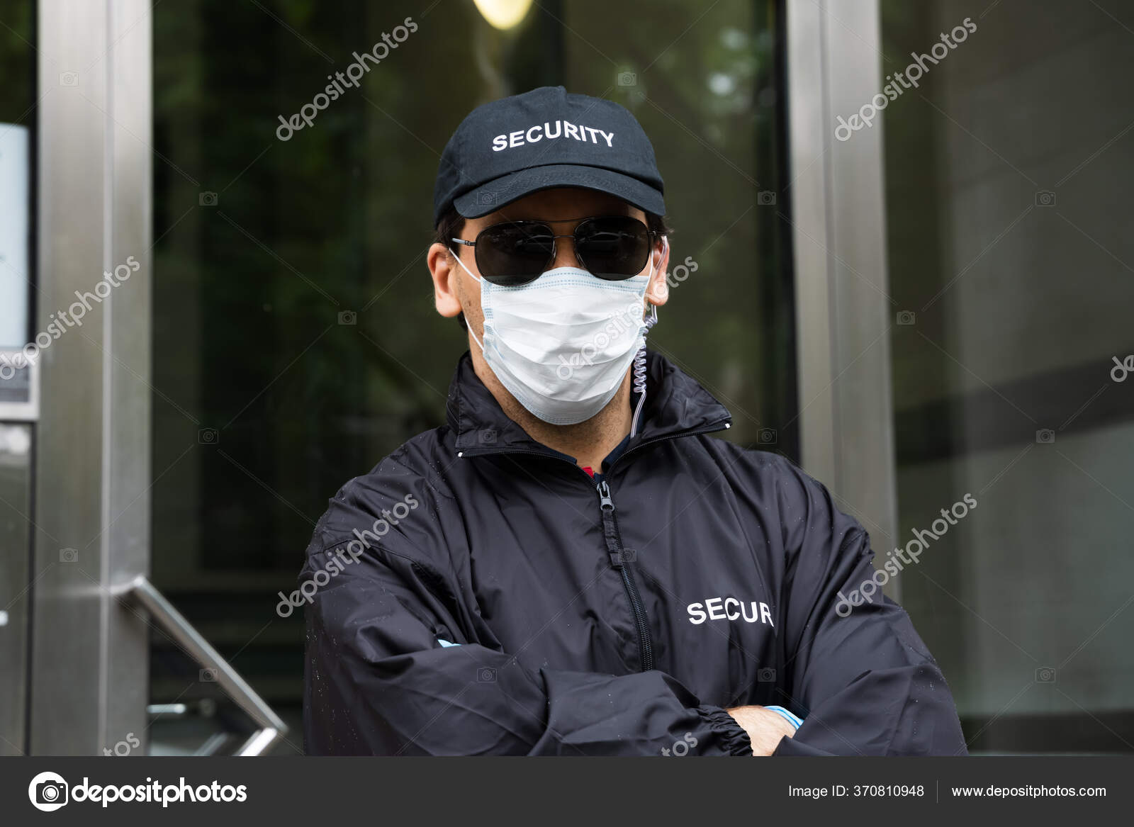 Security Guard Standing Face Mask Entrance Stock Photo by ©AndreyPopov ...