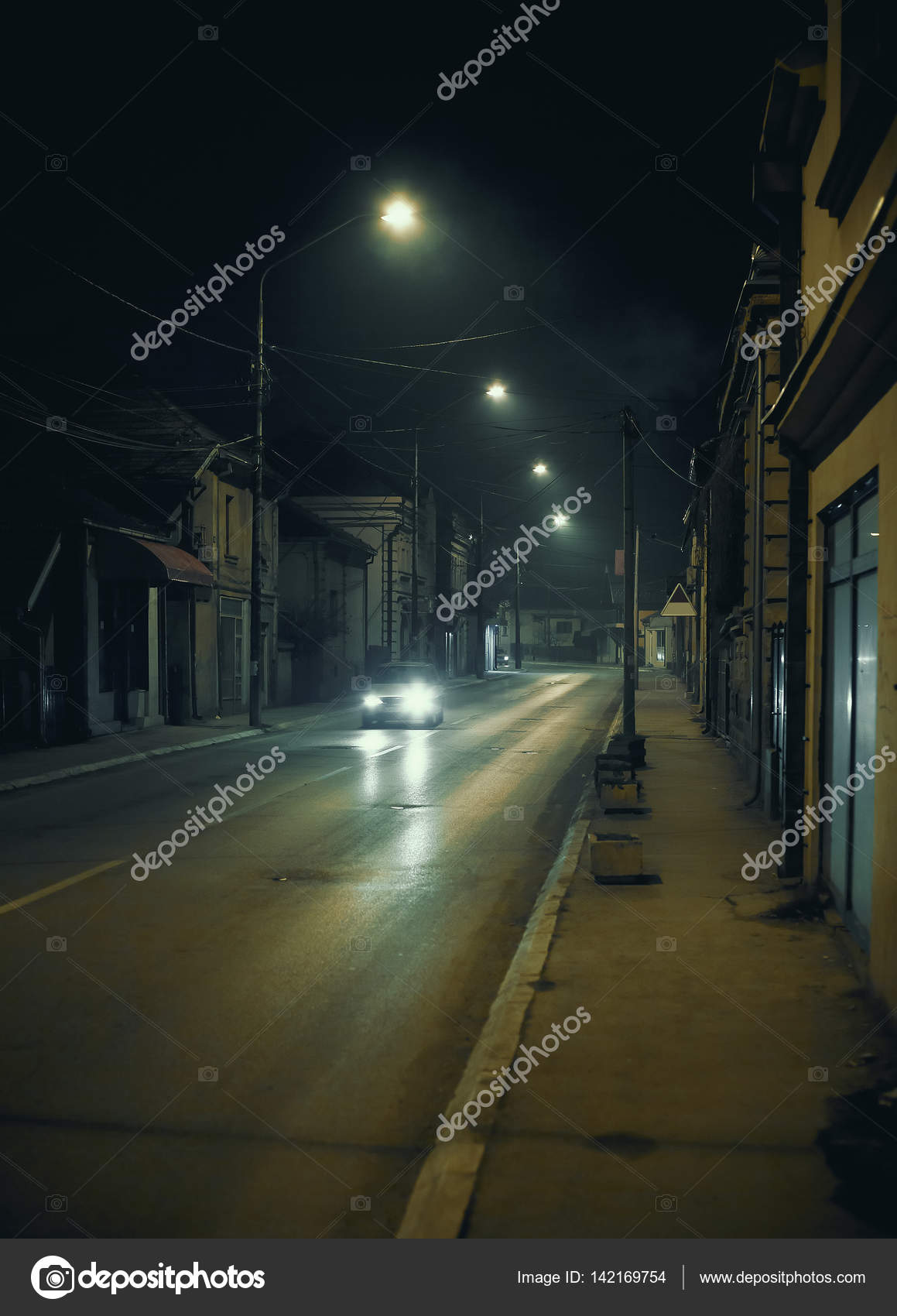 Small Town Street At Night