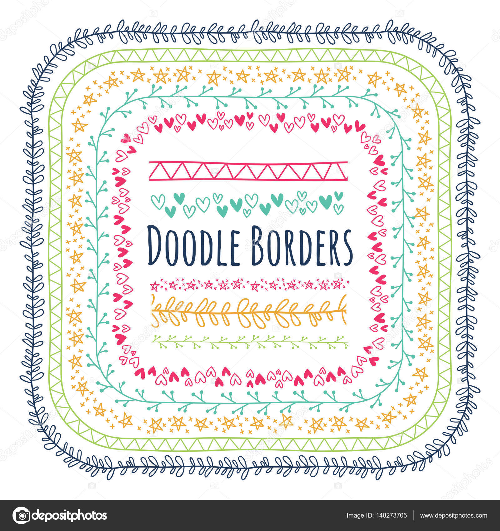 Doodle decorative borders Stock Vector by ©mhatzapa 148273705