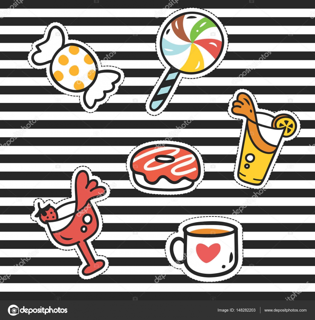 Cute cartoon patch collection Stock Vector Image by ©mhatzapa #148282203