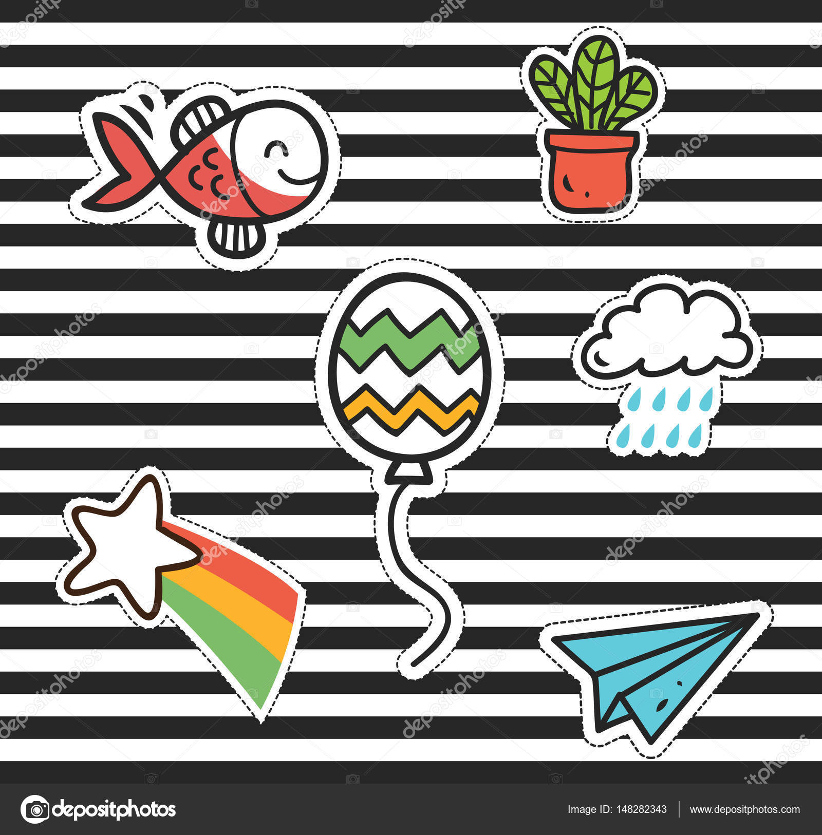 Cute cartoon patch collection Stock Vector Image by ©mhatzapa #148282343