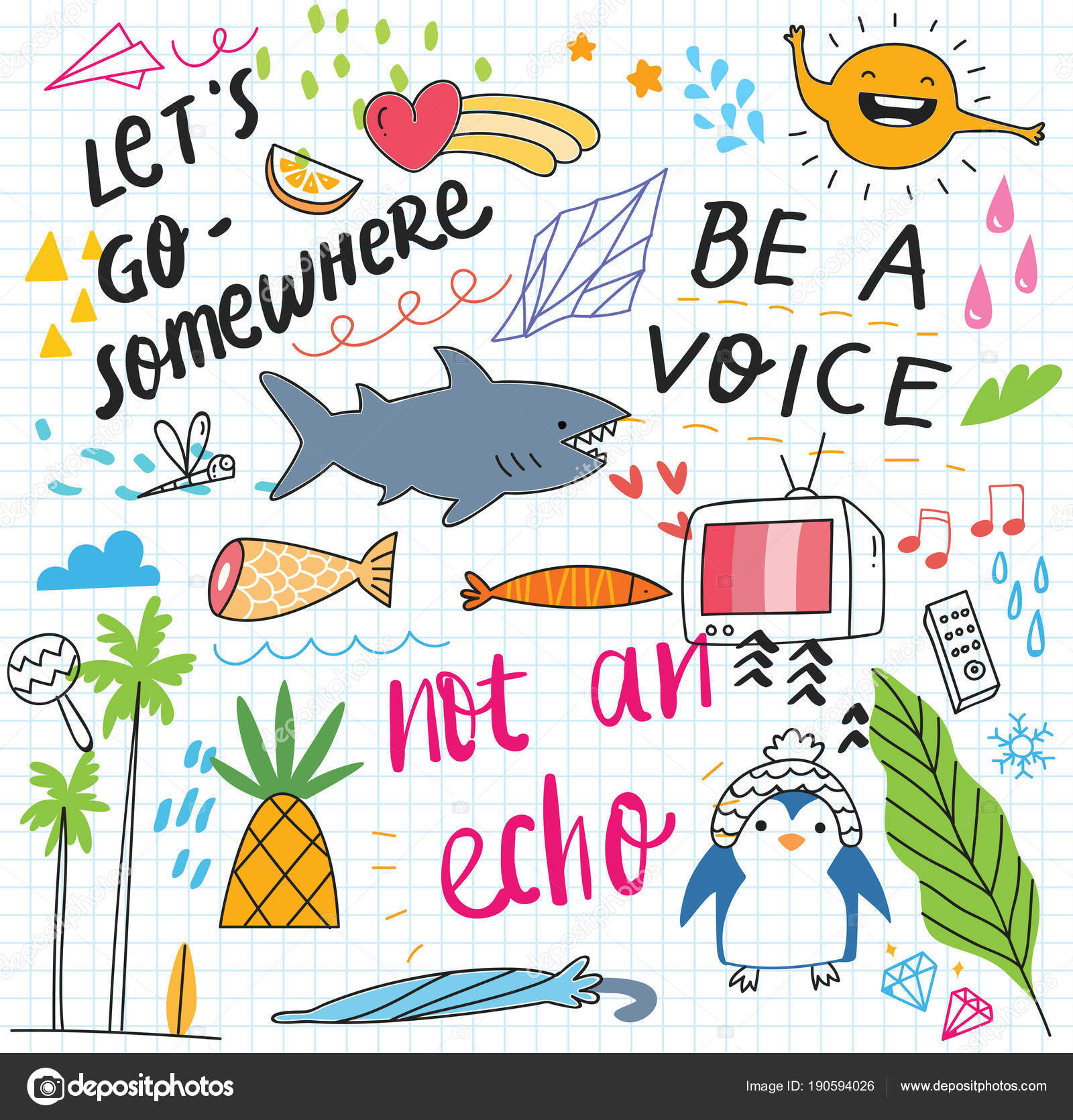 Doodle Collage Background Vector Stock Illustration by ©mhatzapa #190594026