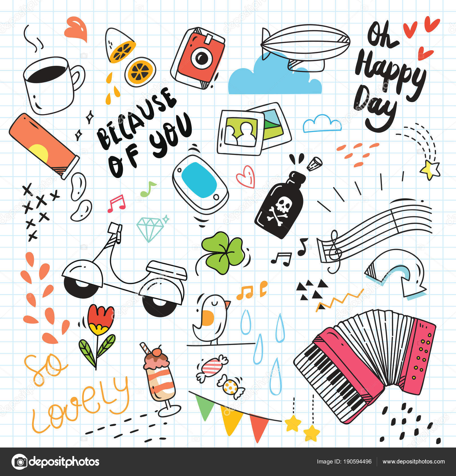 Cute Random Doodle Background Vector Illustration Stock Vector by ...