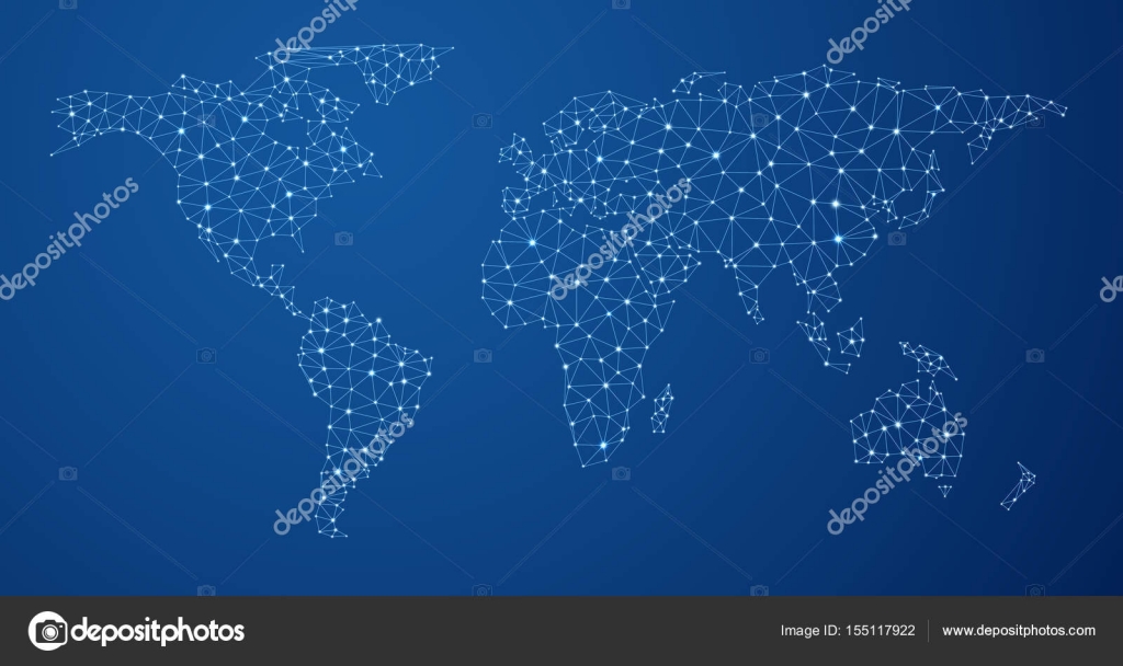 Blue communications map — Stock Vector © Maxborovkov #155117922