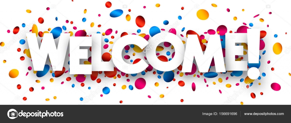 Welcome background with colorful confetti. Stock Vector by ©Maxborovkov 156691696