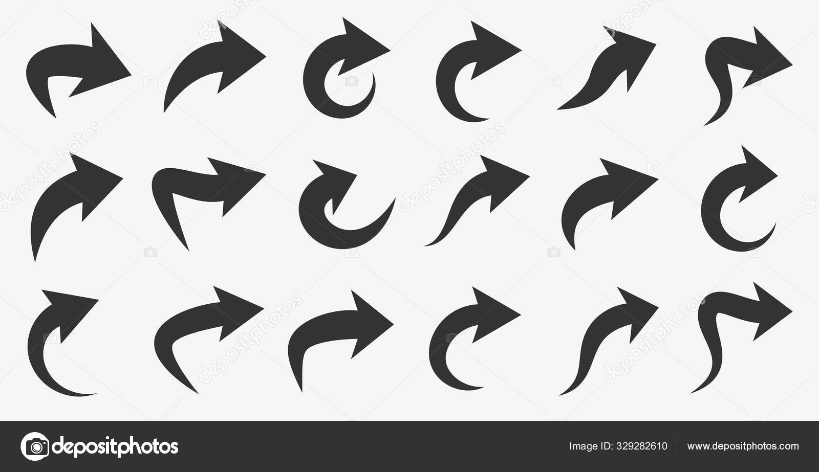 Set of grey curved arrows isolated on white background. Stock Vector ...