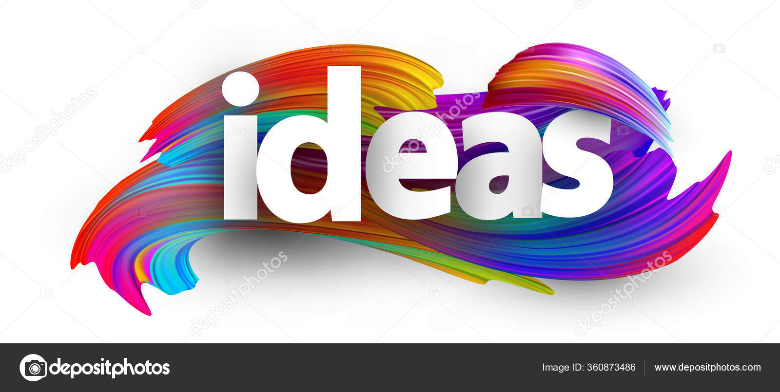White Ideas Sign Colorful Brush Strokes Background Vector Design ...