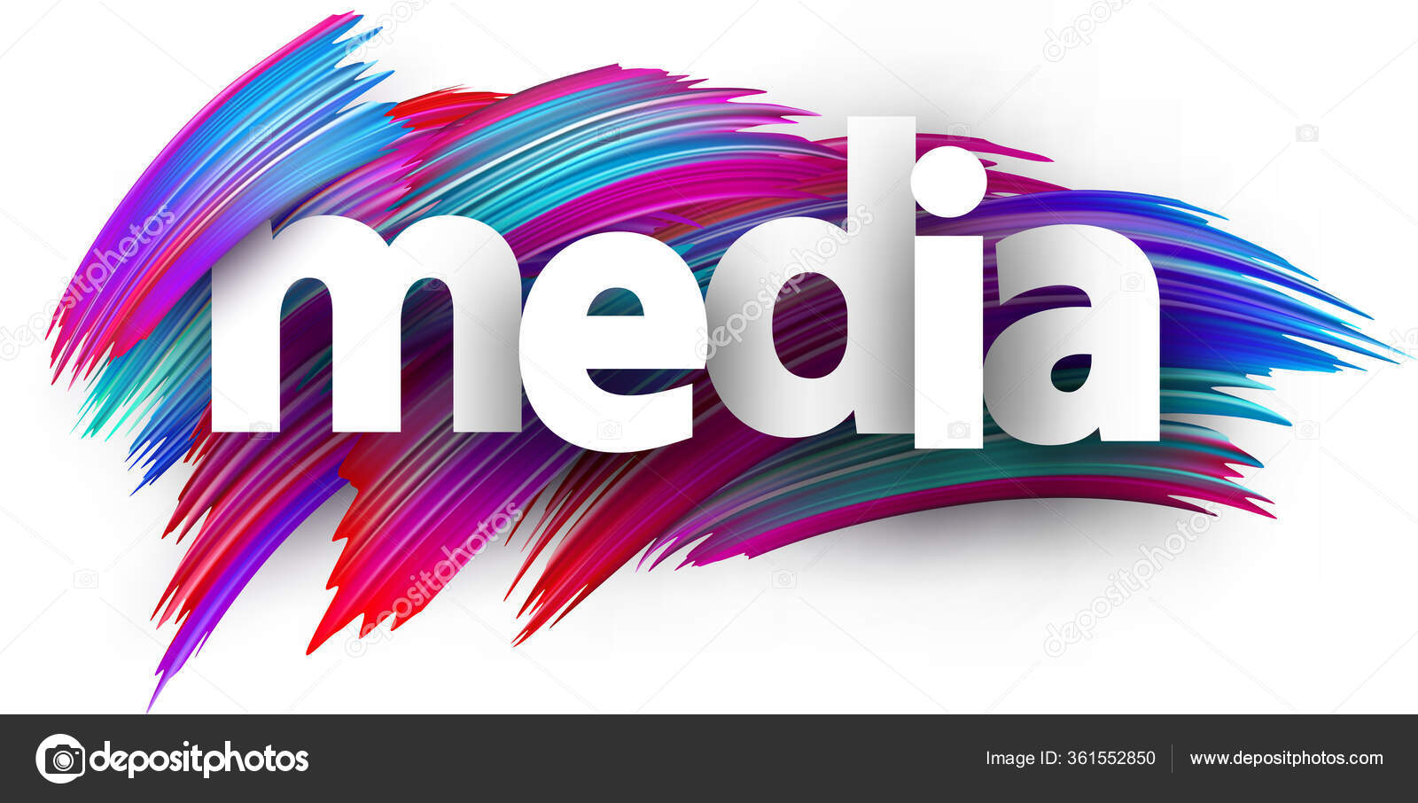 White Paper Media Sign Multi Colored Cold Tone Brush Stroke Stock ...