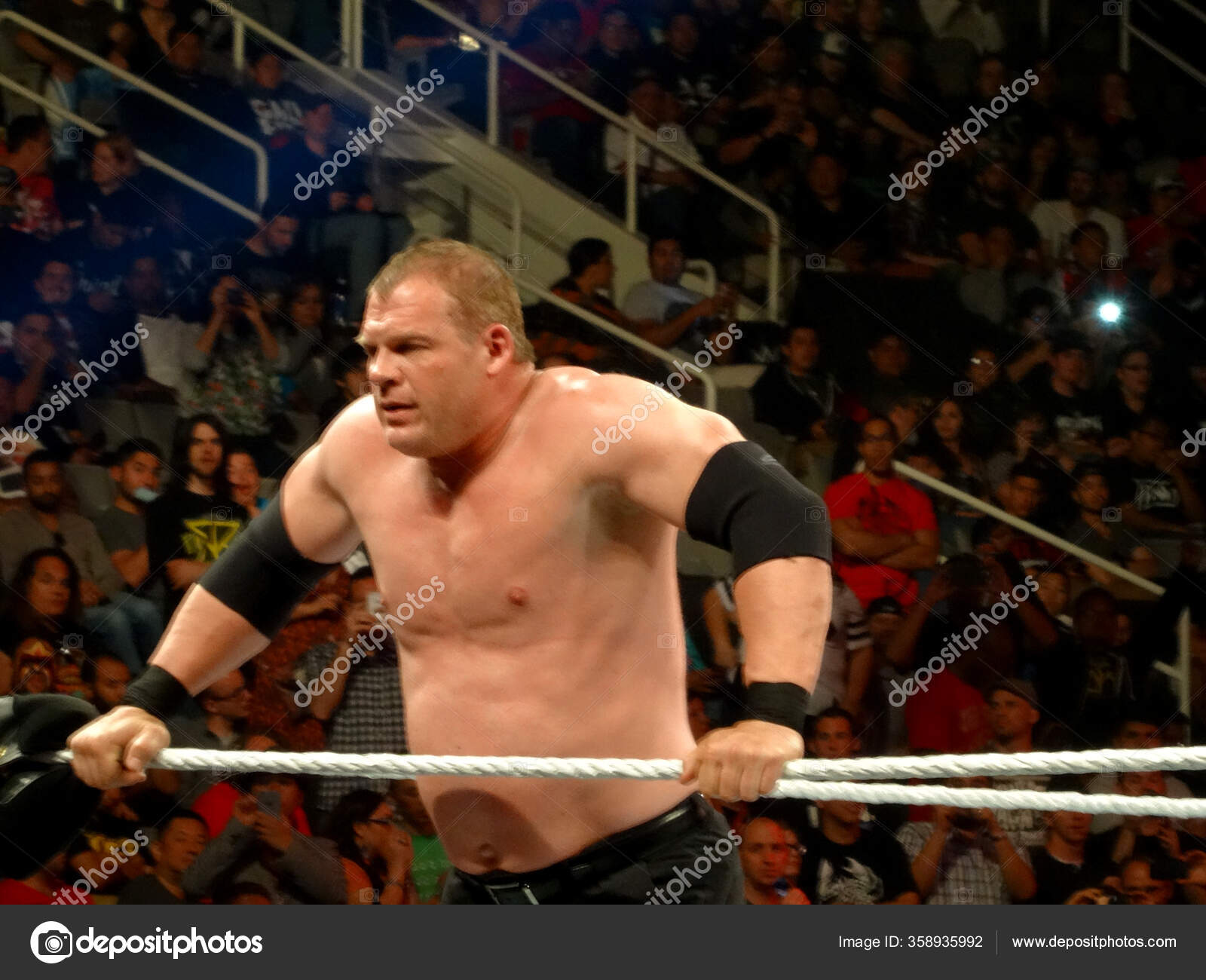 San Jose March Wrestler Kane Holds Ropes Corner Ring Live — Stock ...