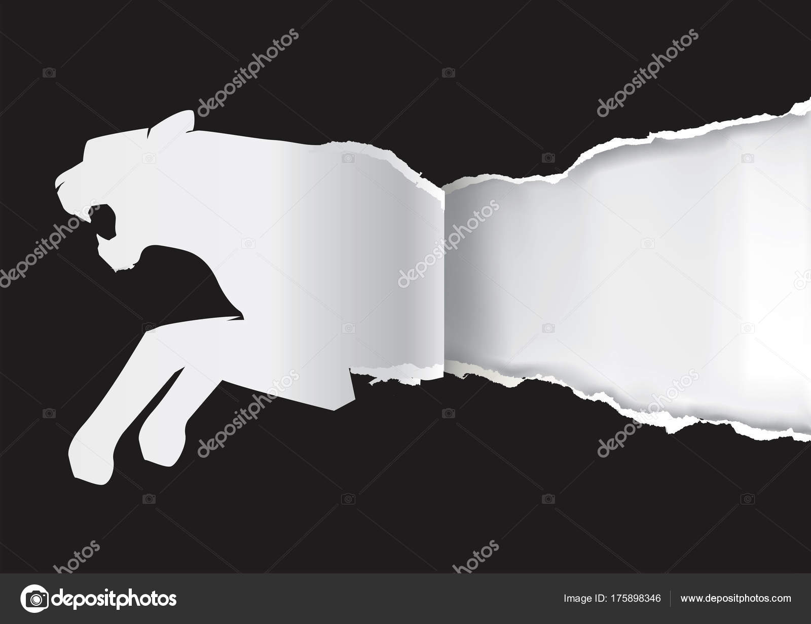 Paper Tiger Ripping Black Paper Silhouette Tiger Ripped Paper Place ...